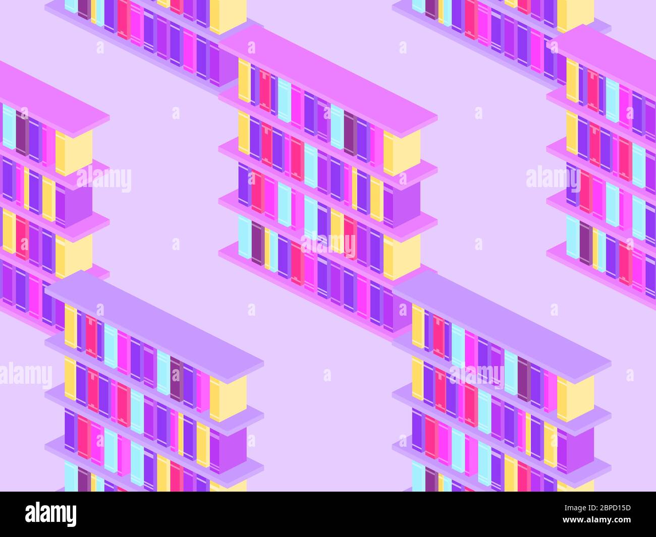 Bookshelf isometric seamless pattern. Books on a bookshelf, catalog ...