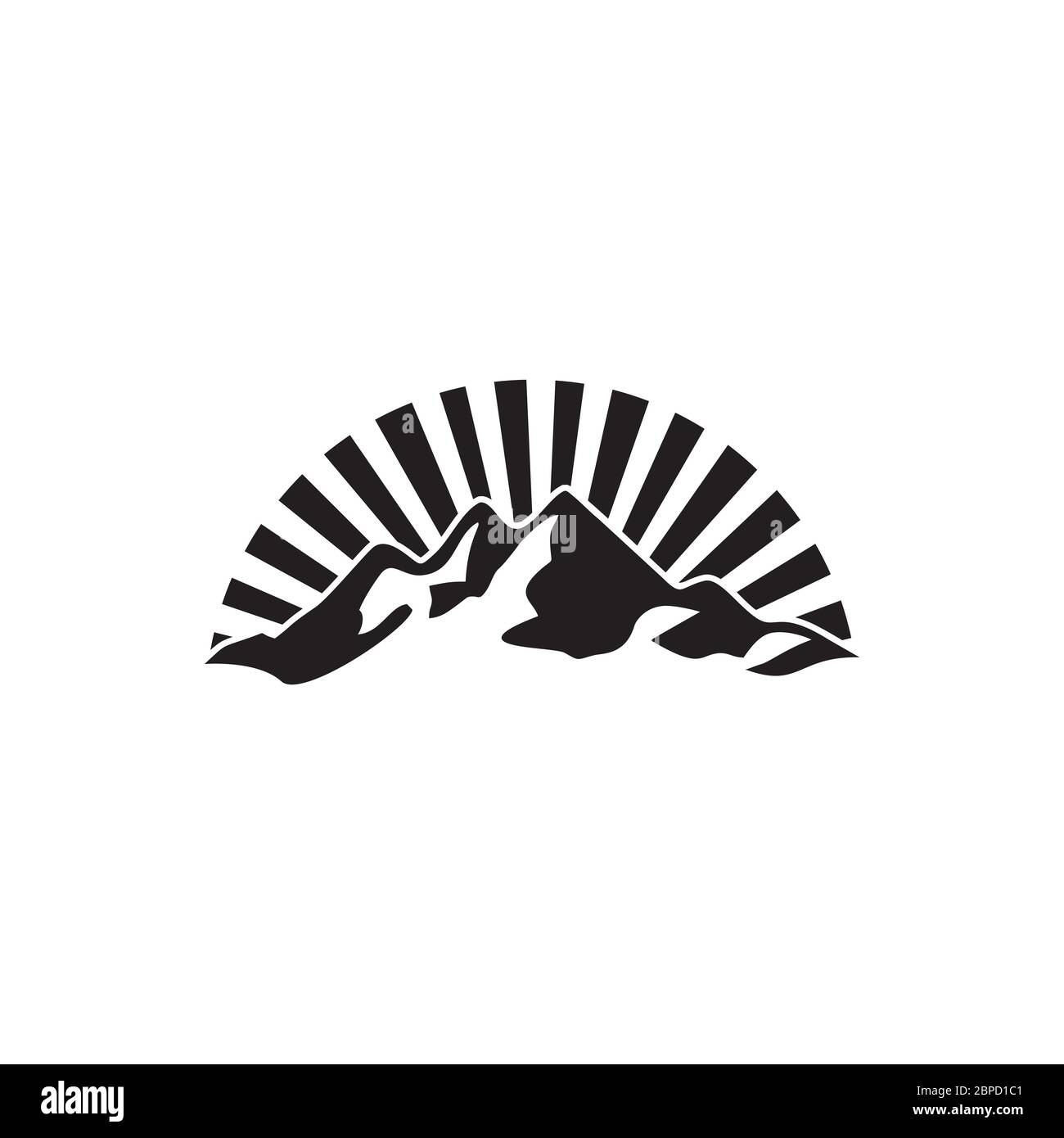 panorama view logo. mountain with rays design concept. vector ...