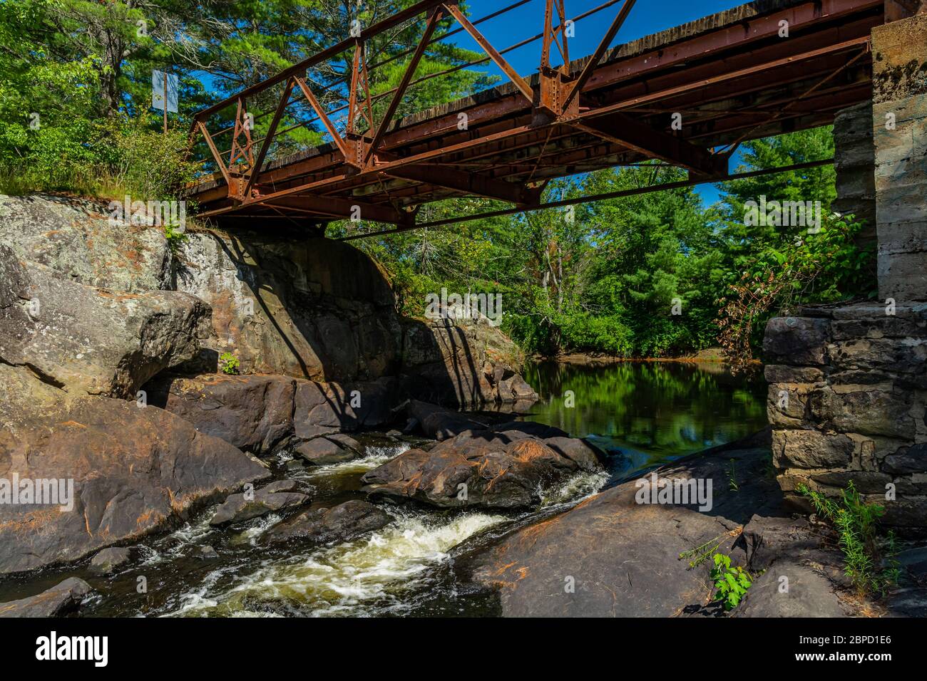 Victoria Falls Conservation Area showing main bridge, two tone textured ...