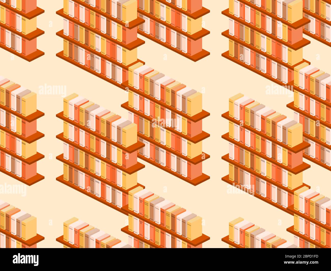 Bookshelf isometric seamless pattern. Books on a bookshelf, catalog ...