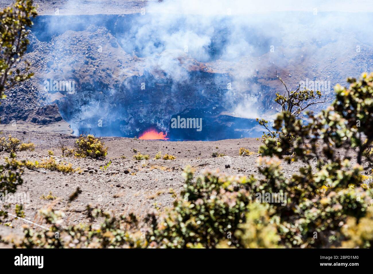 The bubbling lava lake in Kilauea Caldera / Halema'uma'u crater April ...