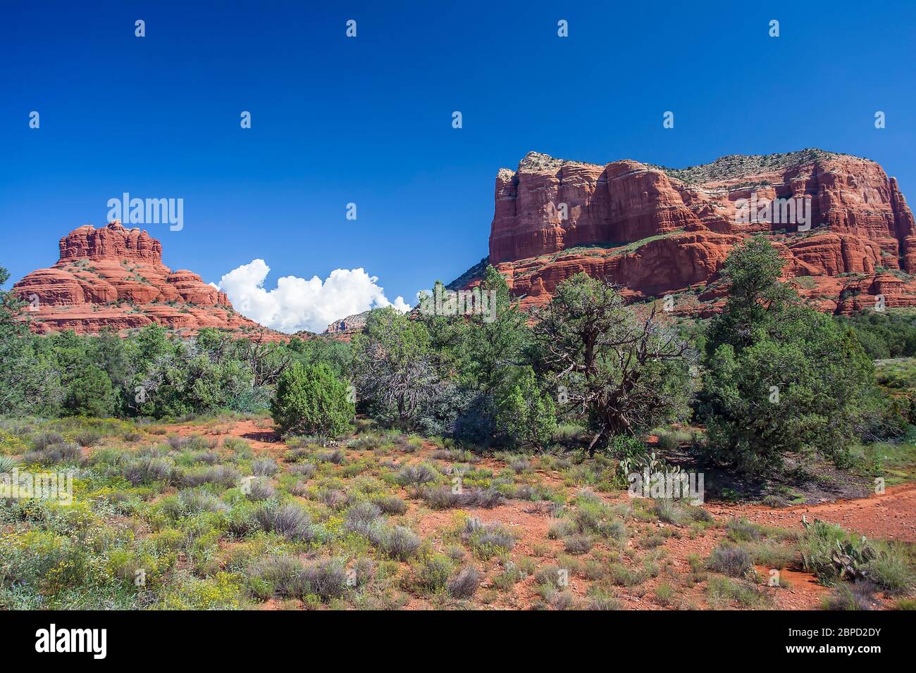Bell Rock and Courthouse Butte near Oak Creek, Arizona, USA Stock Photo ...