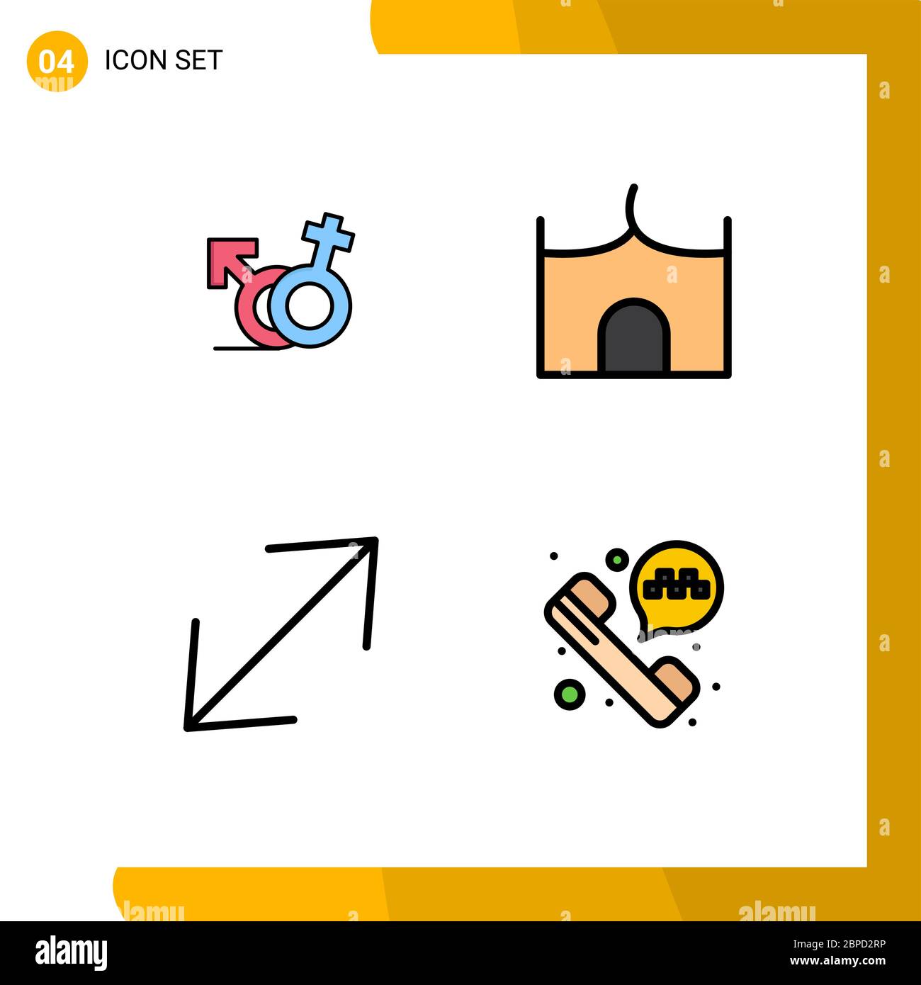 4 Universal Filledline Flat Color Signs Symbols of gender, arrow ...