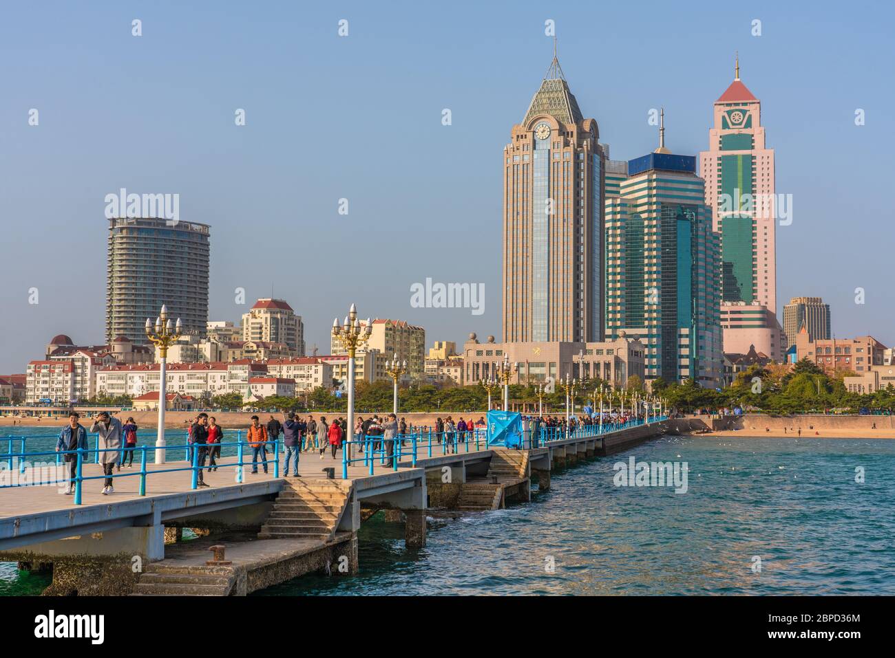 QINGDAO, CHINA - NOVEMBER 12: This is a view of Zhanqiao Pier and city ...