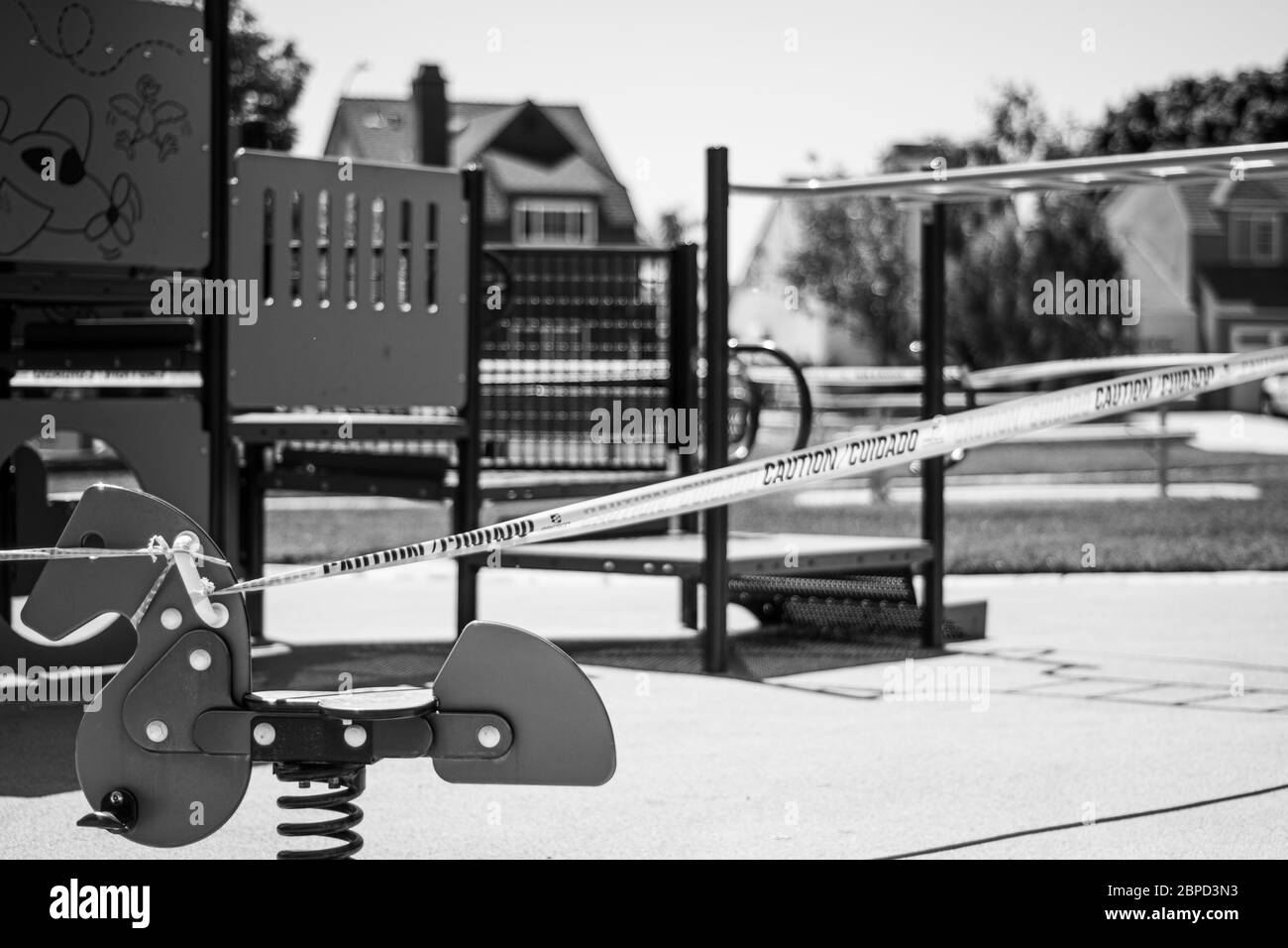 taped off playground equipment to prevent spread of virus Stock Photo ...