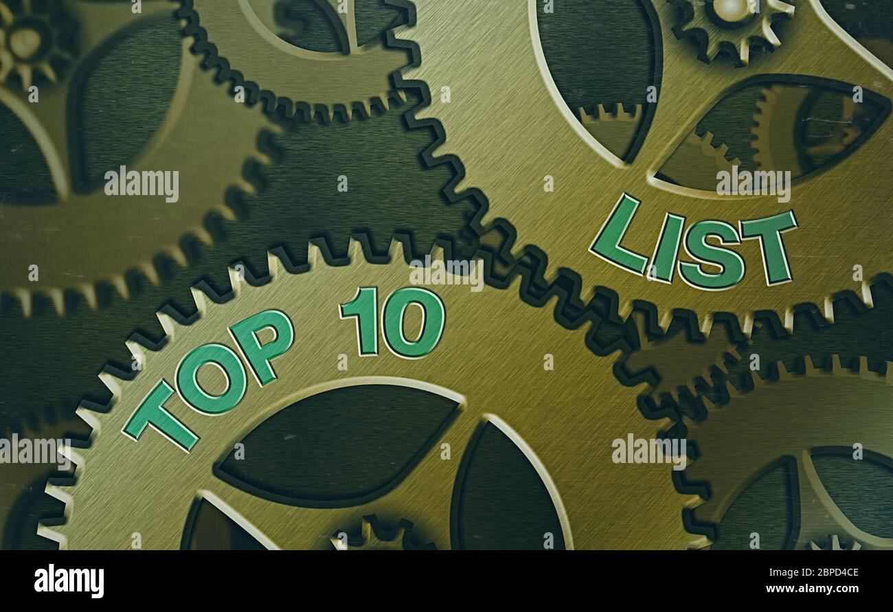 Writing note showing Top 10 List. Business concept for the ten most ...