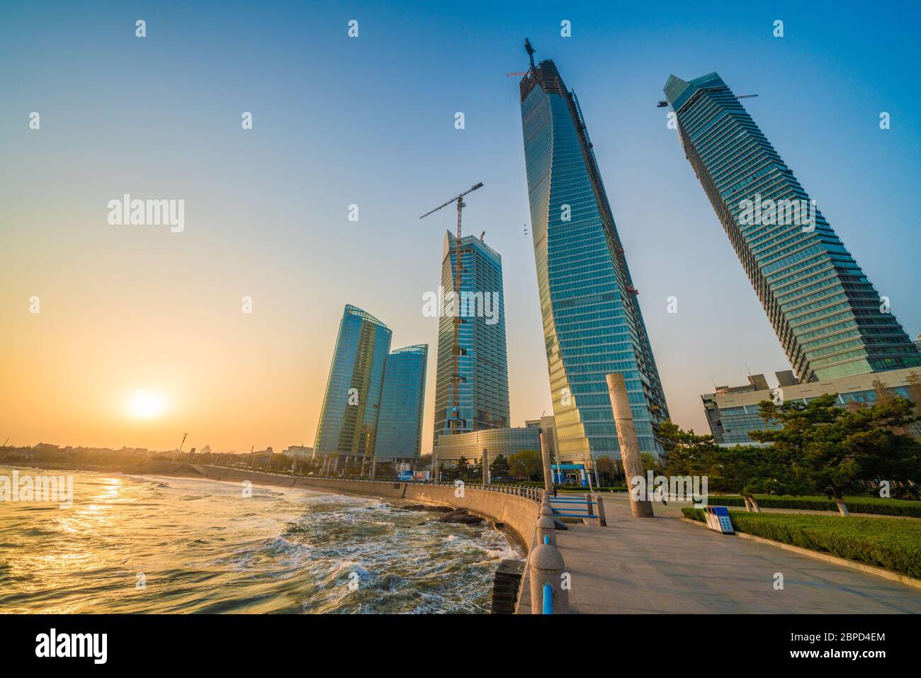 QINGDAO, CHINA - NOVEMBER 15: View of skyscrapers and city buildings ...