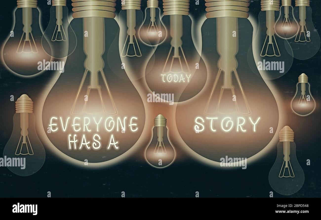 Writing note showing Everyone Has A Story. Business concept for account ...