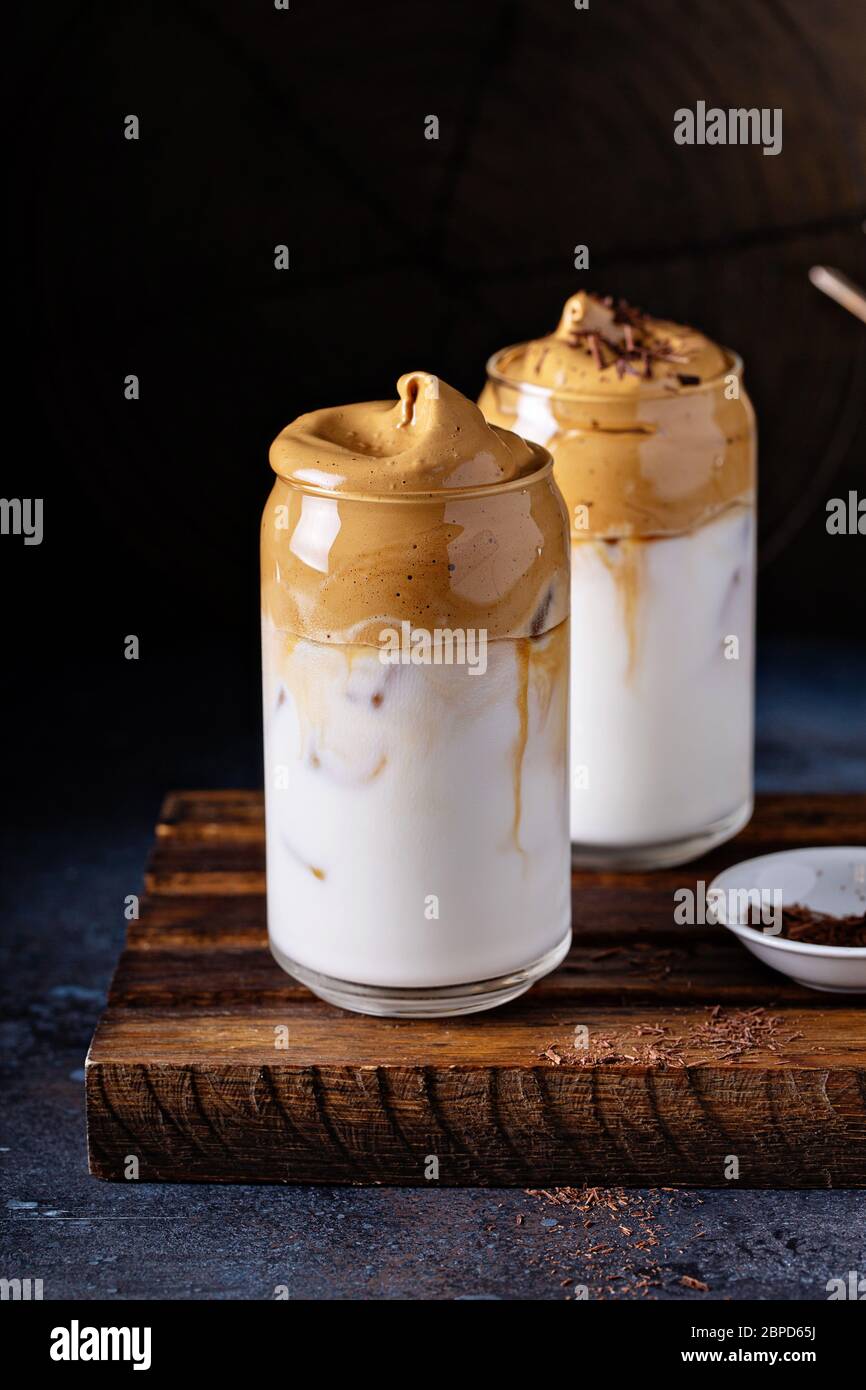Dalgona coffee or whipped instant coffee Stock Photo - Alamy
