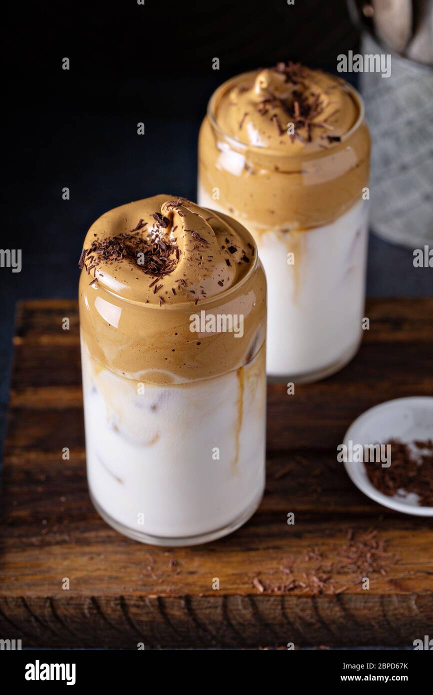 Dalgona coffee or whipped instant coffee Stock Photo - Alamy
