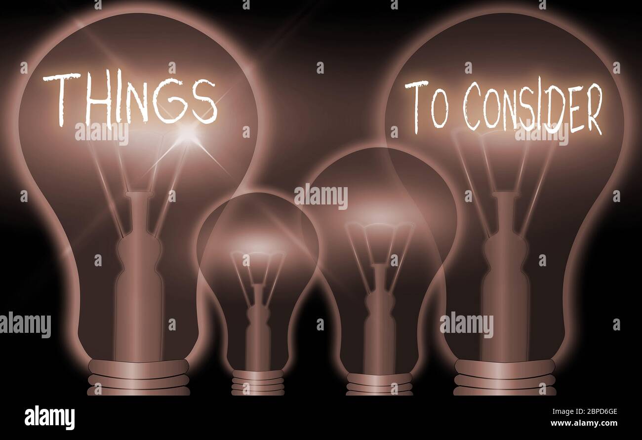 Writing note showing Things To Consider. Business concept for think ...