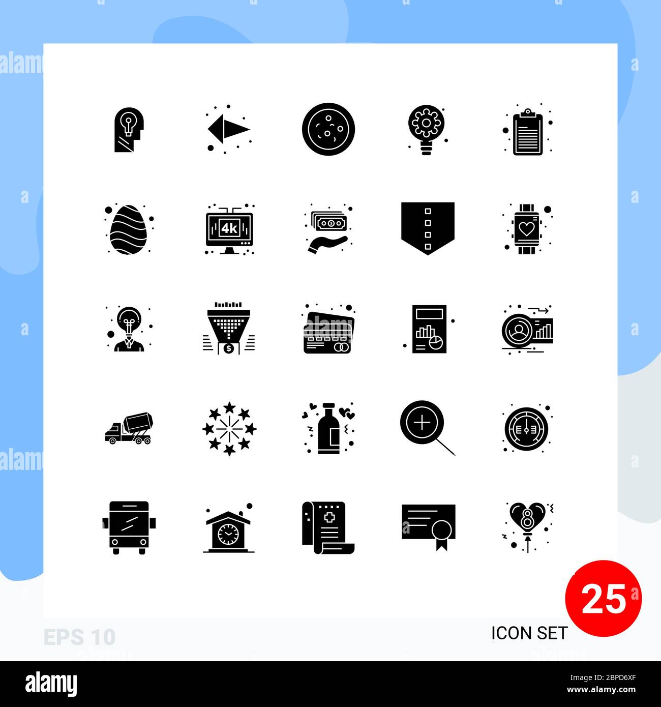 Set of 25 Modern UI Icons Symbols Signs for note, checklist, left arrow ...