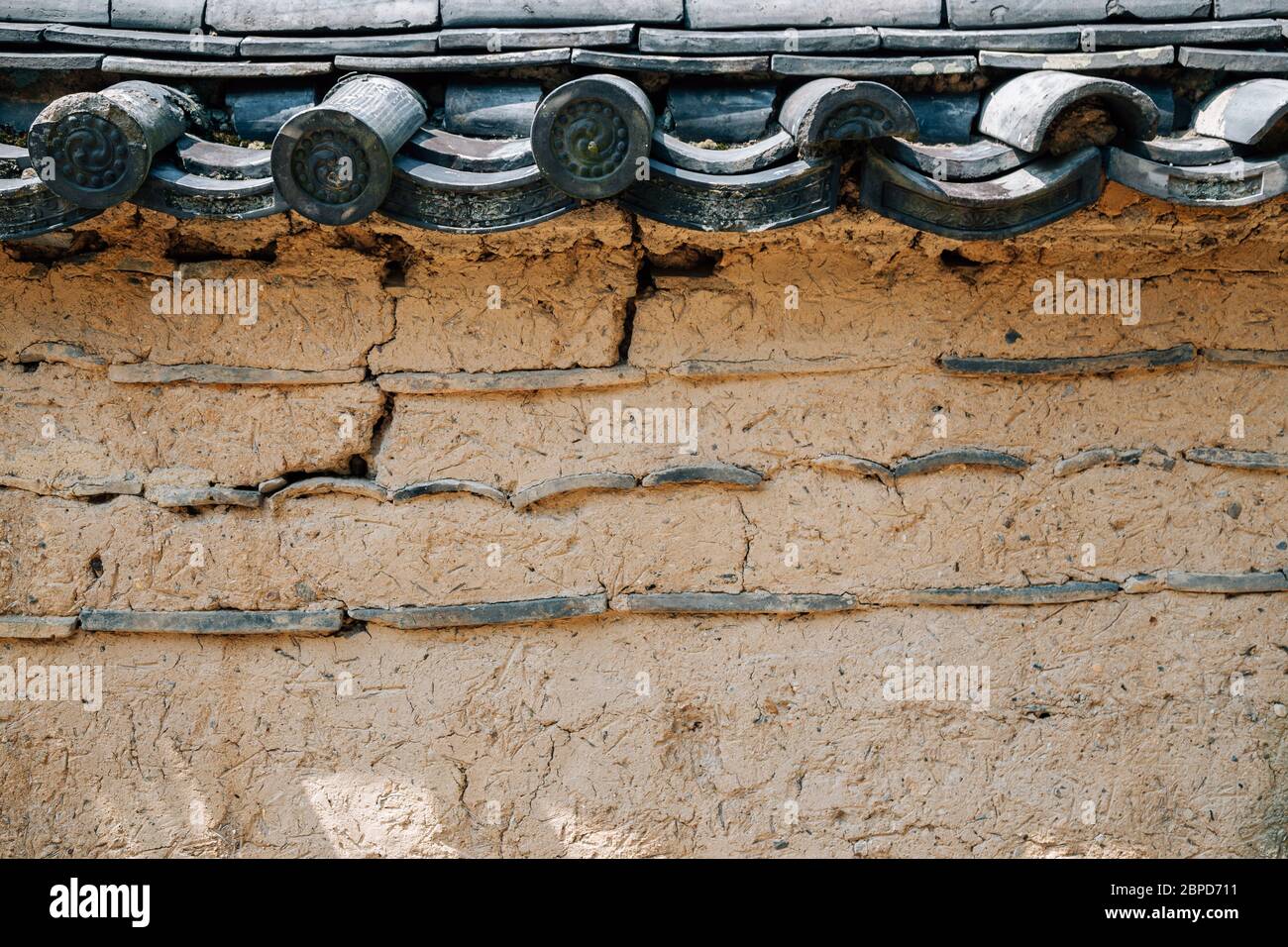 Japanese traditional architecture clay wall at Toshodaiji temple in ...