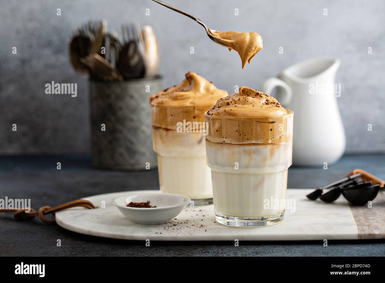 Dalgona coffee or whipped instant coffee Stock Photo - Alamy