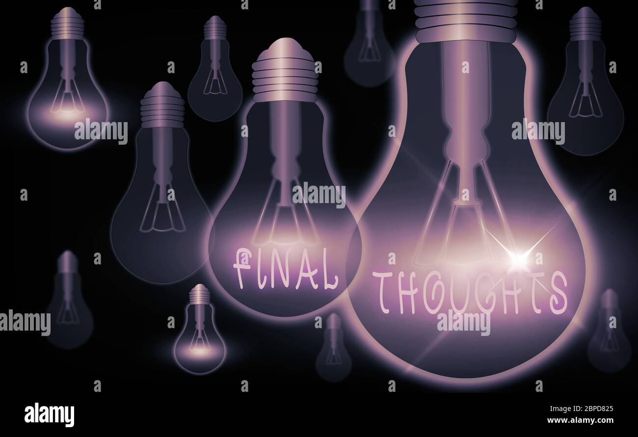 Writing note showing Final Thoughts. Business concept for the ...