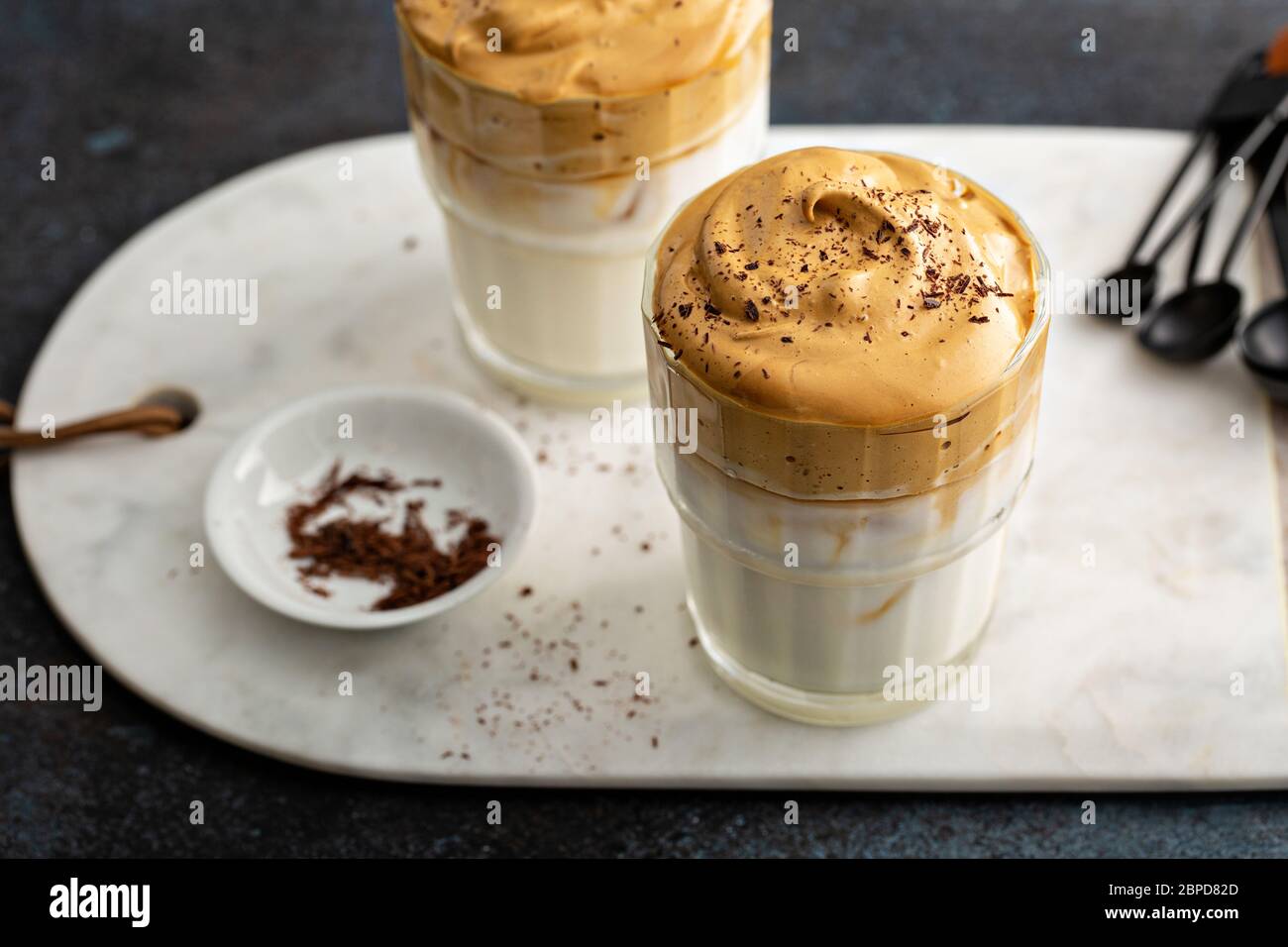 Dalgona coffee or whipped instant coffee Stock Photo - Alamy