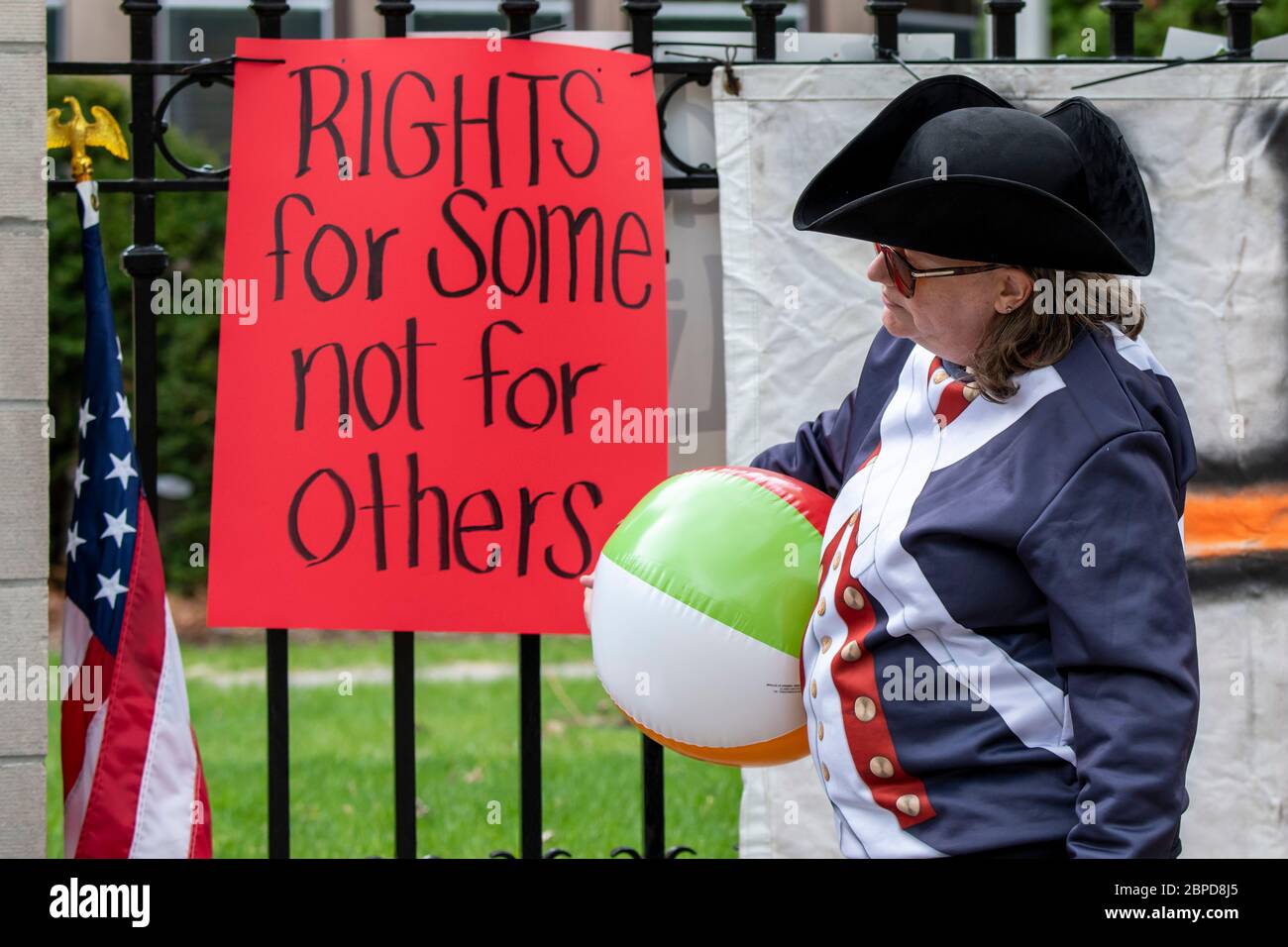 St. Paul, Minnesota. Protest at Governor Tim Walz's mansion to reopen ...