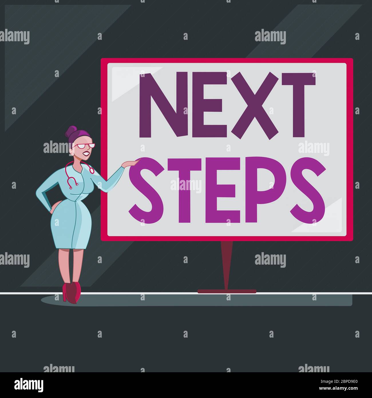 Writing note showing Next Steps. Business concept for something you do ...