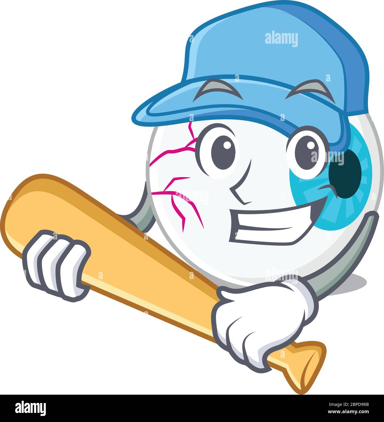 Attractive eyeball caricature in character playing baseball Stock ...