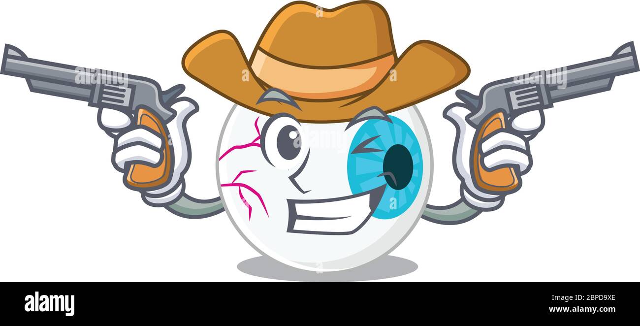 Cartoon character cowboy of eyeball with guns Stock Vector Image & Art ...