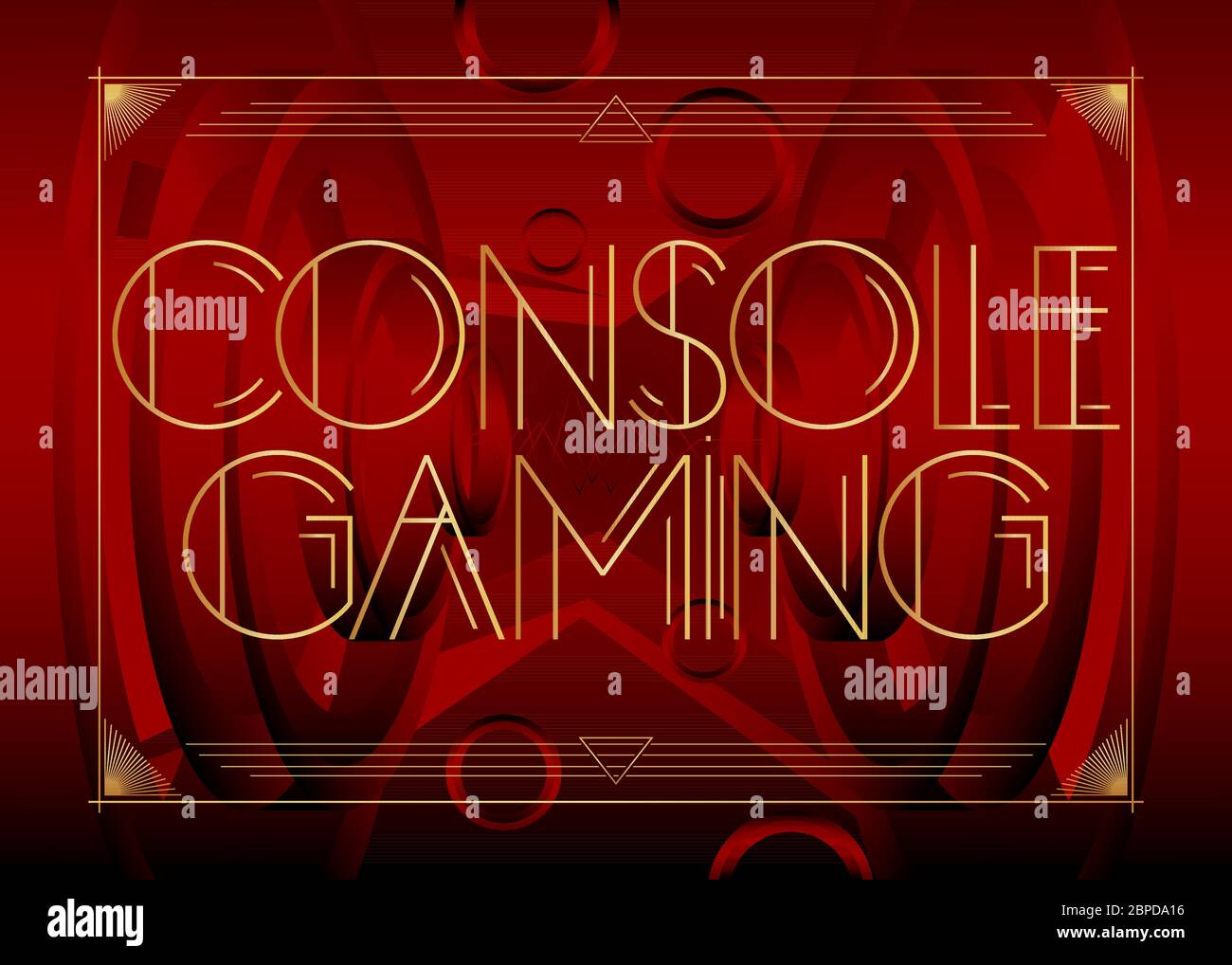 Art Deco Console Gaming text. Decorative greeting card, sign with ...