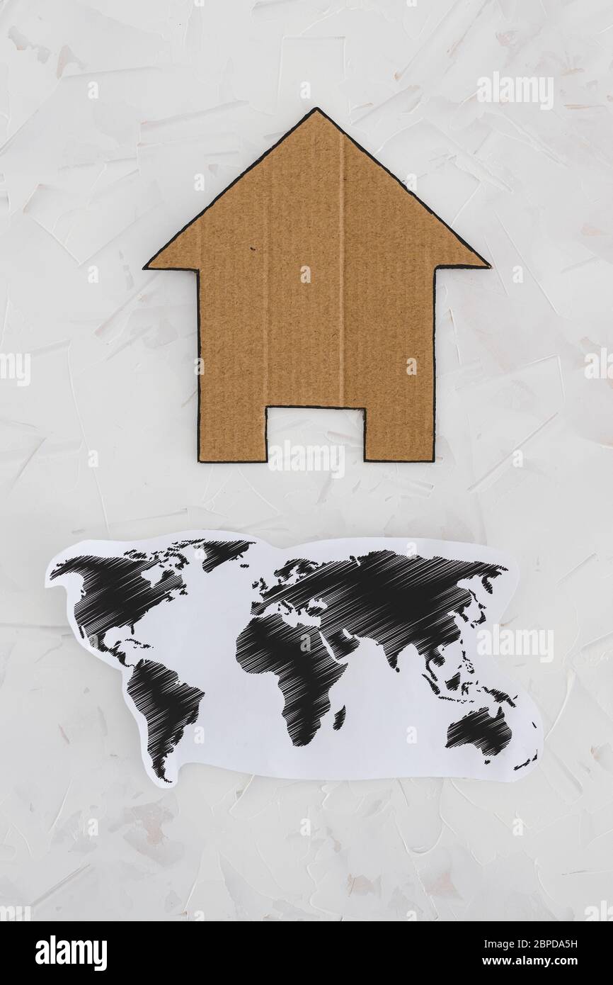 staying home during the global lockdown caused by covid-19, world map ...