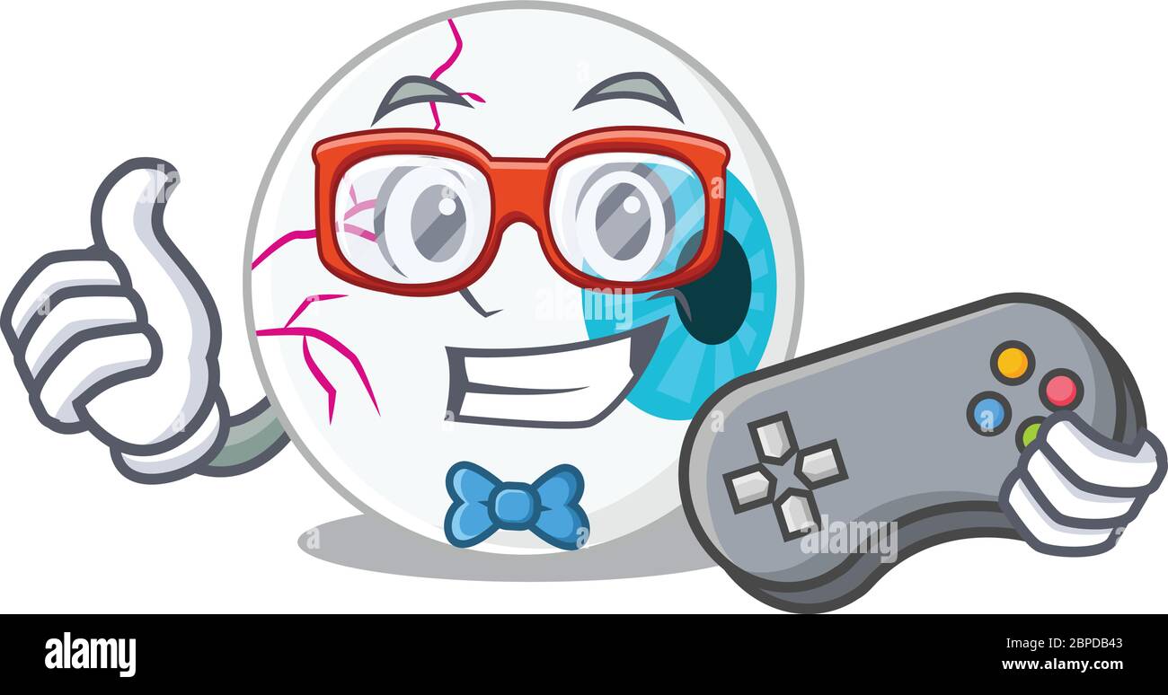 Mascot design style of eyeball gamer playing with controller Stock ...