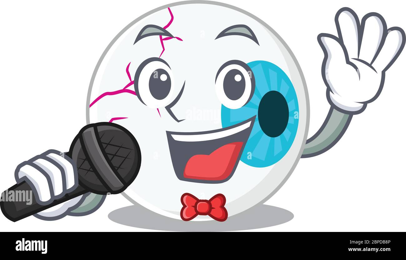 cartoon character of eyeball sing a song with a microphone Stock Vector ...