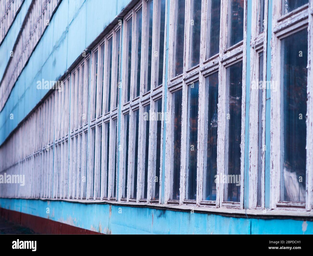 Row of windows at abandoned Russian factory background Stock Photo - Alamy