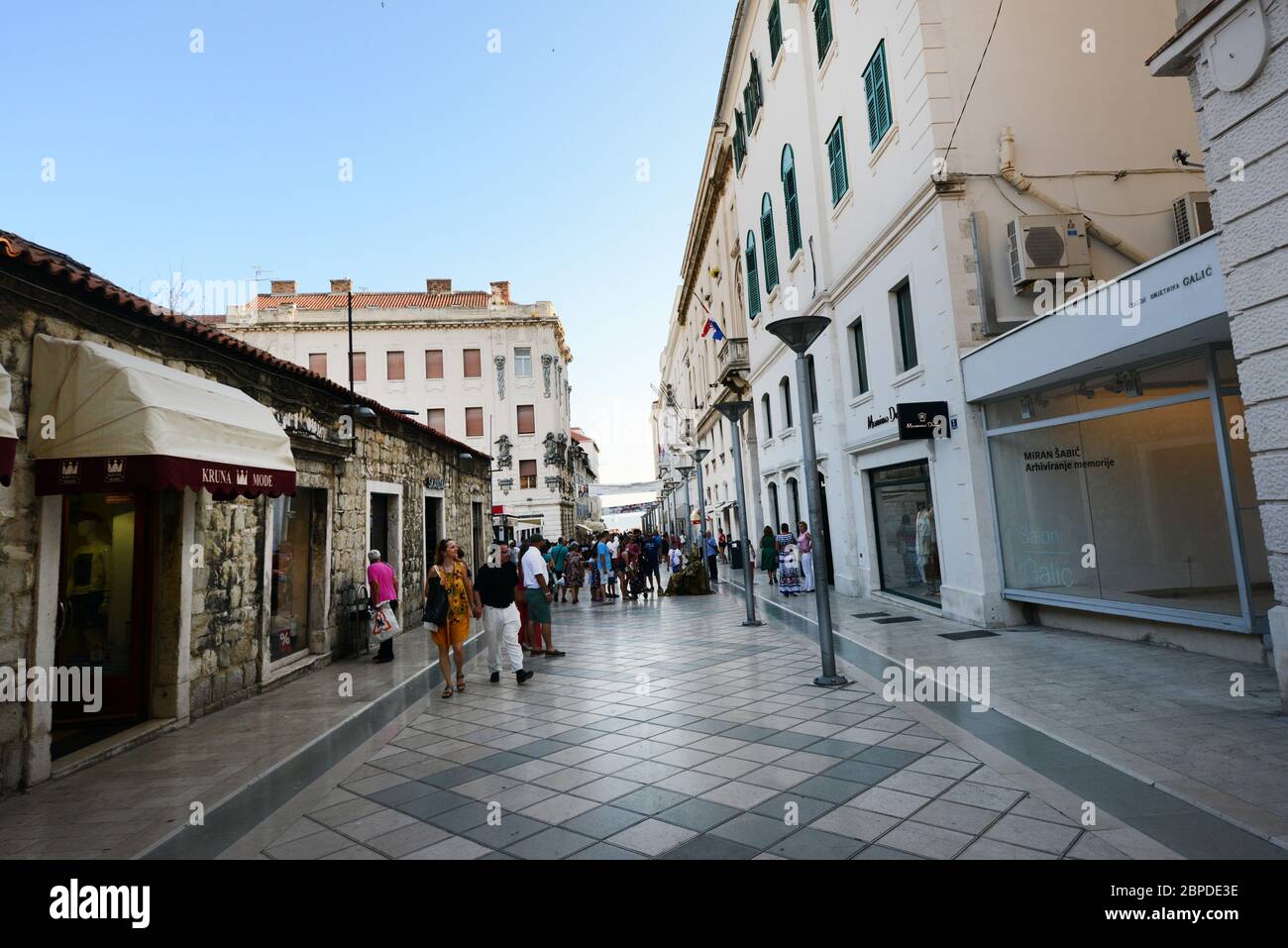 The vibrant Marmontova pedestrian streeet in Split, Croatia Stock Photo ...