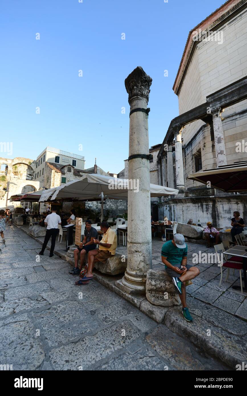 Roman ruins by the Saint Domnius cathedral in the Diocletian palace in ...