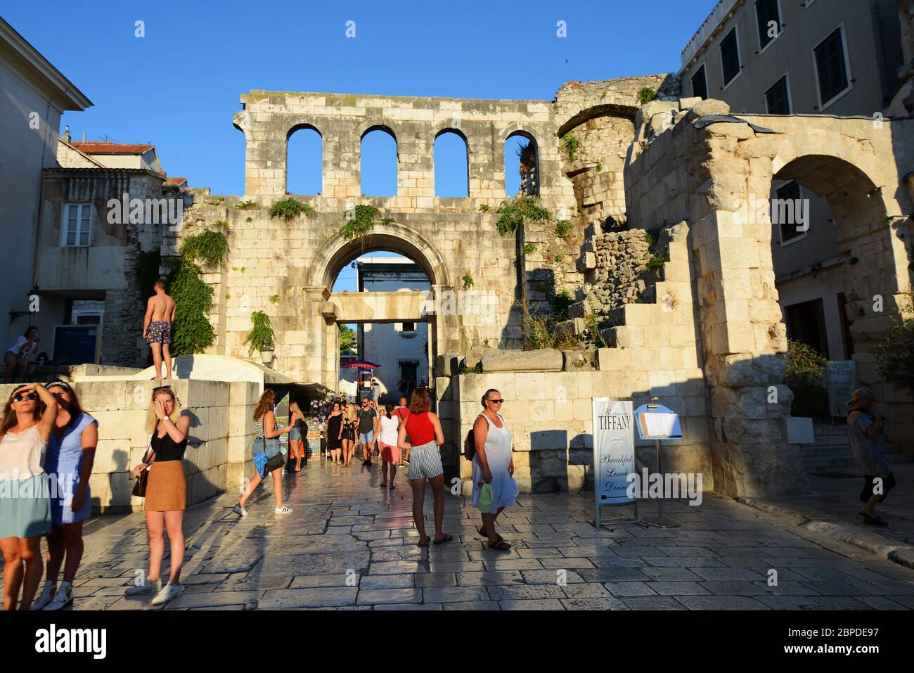 Roman ruins by the Saint Domnius cathedral in the Diocletian palace in ...