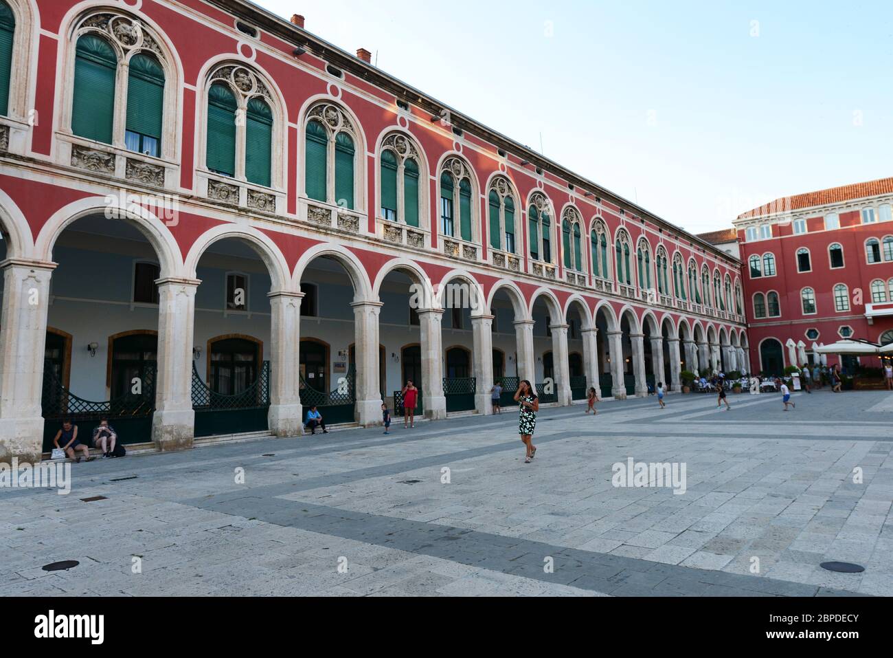 The beautiful Neo-Renaissance buildings in the Republic square in Split ...