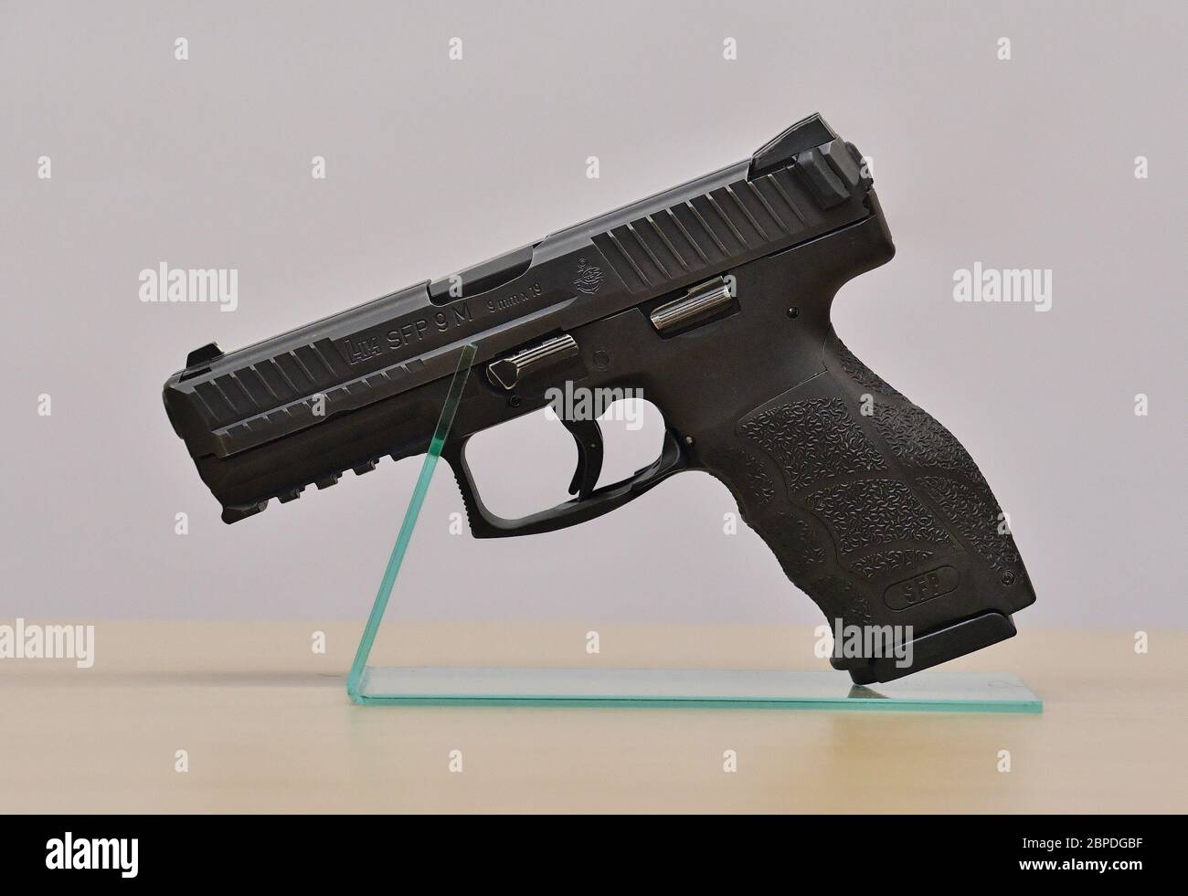 Japan Ground Self-Defense Force's Hecler&Koch's SFP9 pistol displayed ...