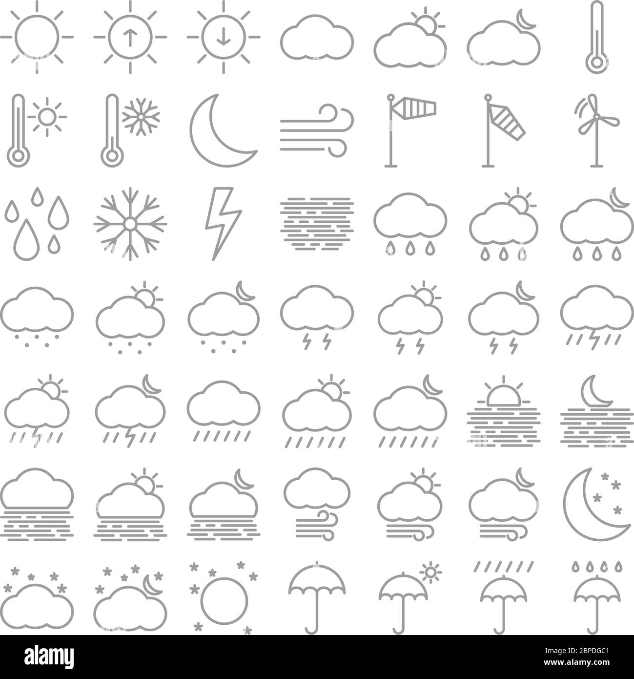 Vector set of weather line icons Stock Vector Image & Art - Alamy