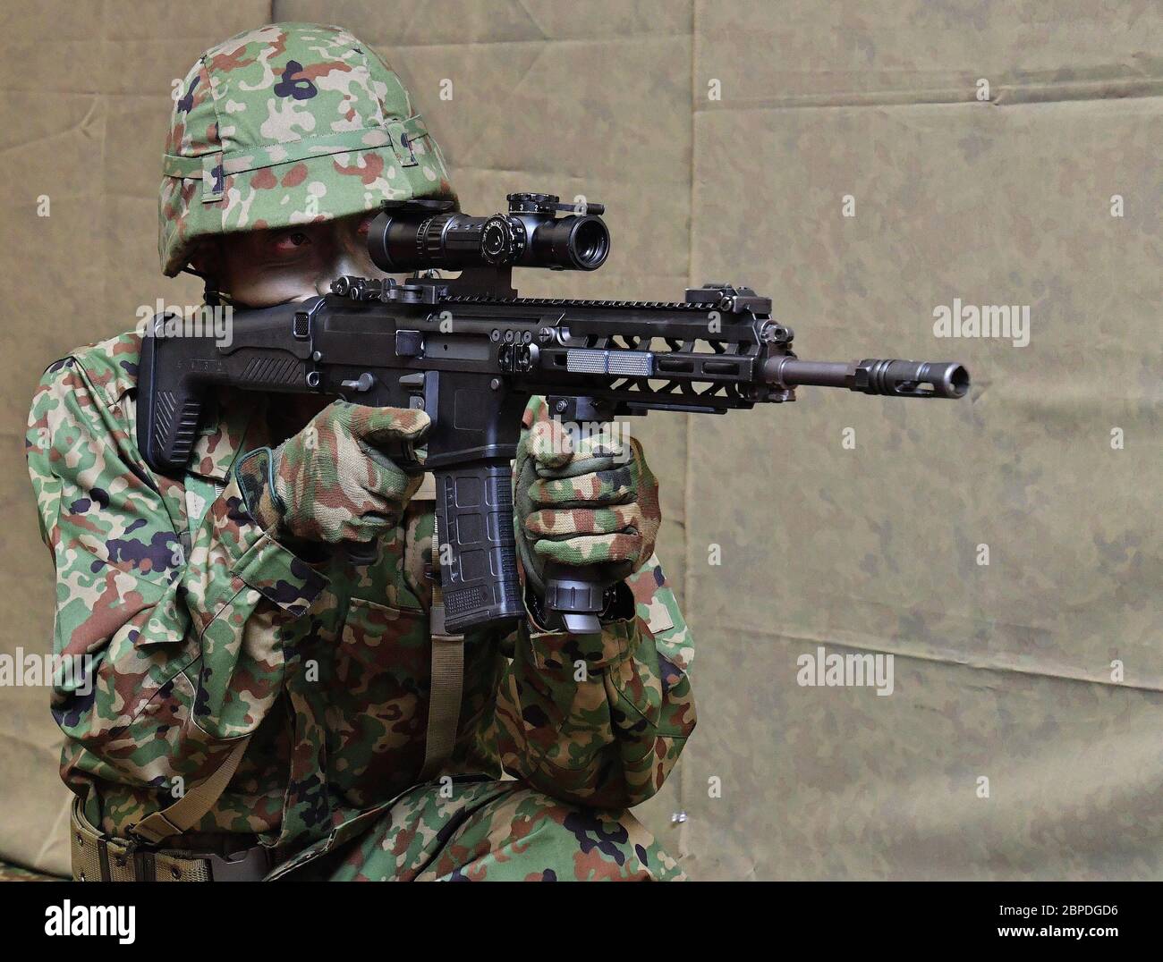 Japan Ground Self-Defense Force's HOWA Type 20 assault rifle displayed for the press at the ...