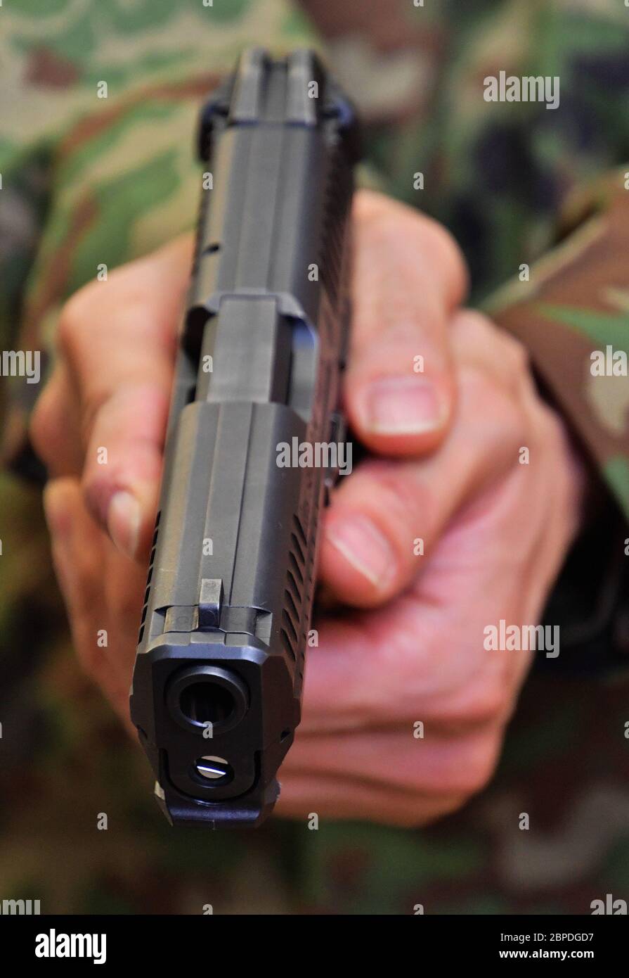 Japan Ground Self-Defense Force's Hecler&Koch's SFP9 pistol displayed ...