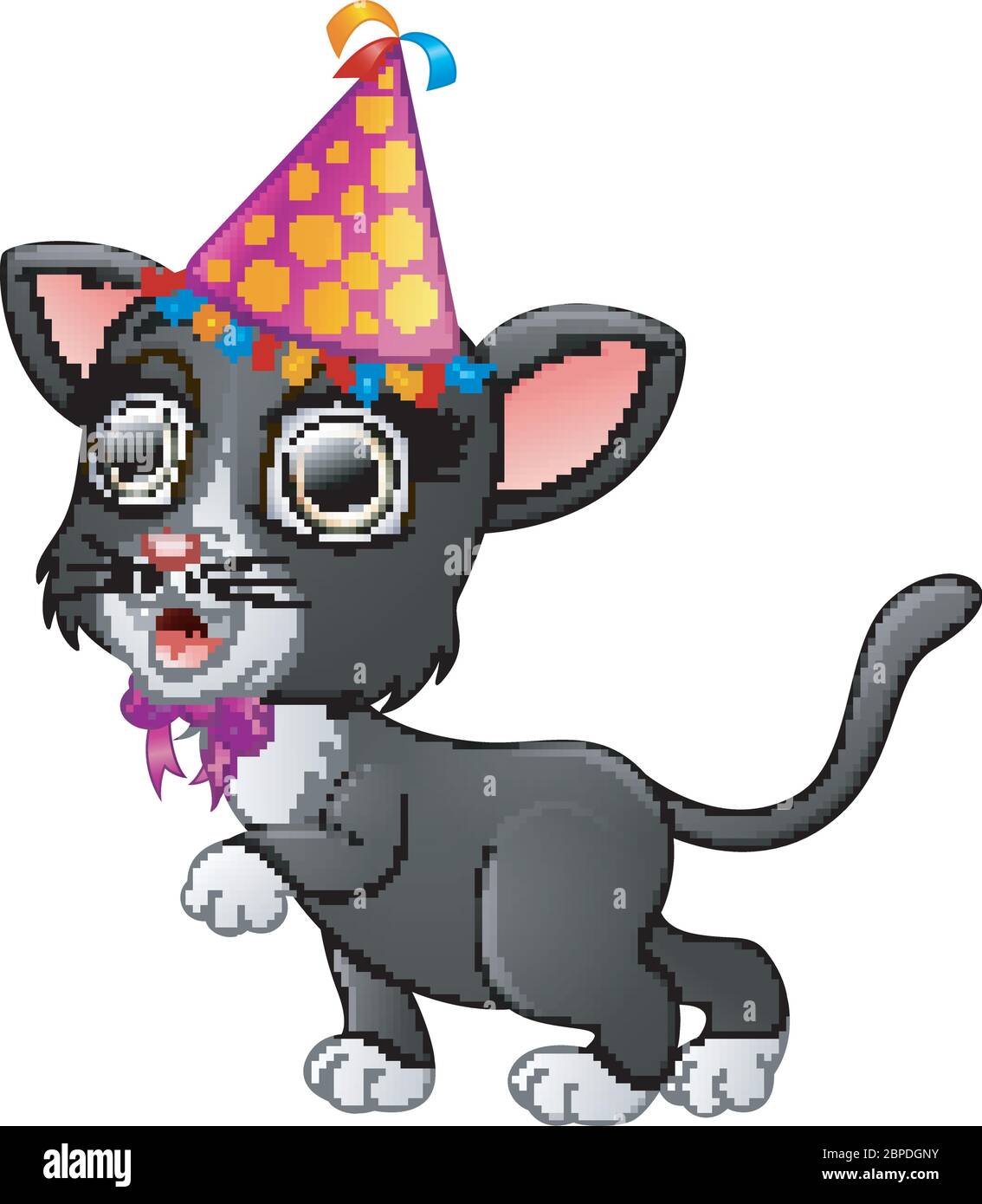 Happy cat cartoon celebrating birthday Stock Vector Image & Art - Alamy