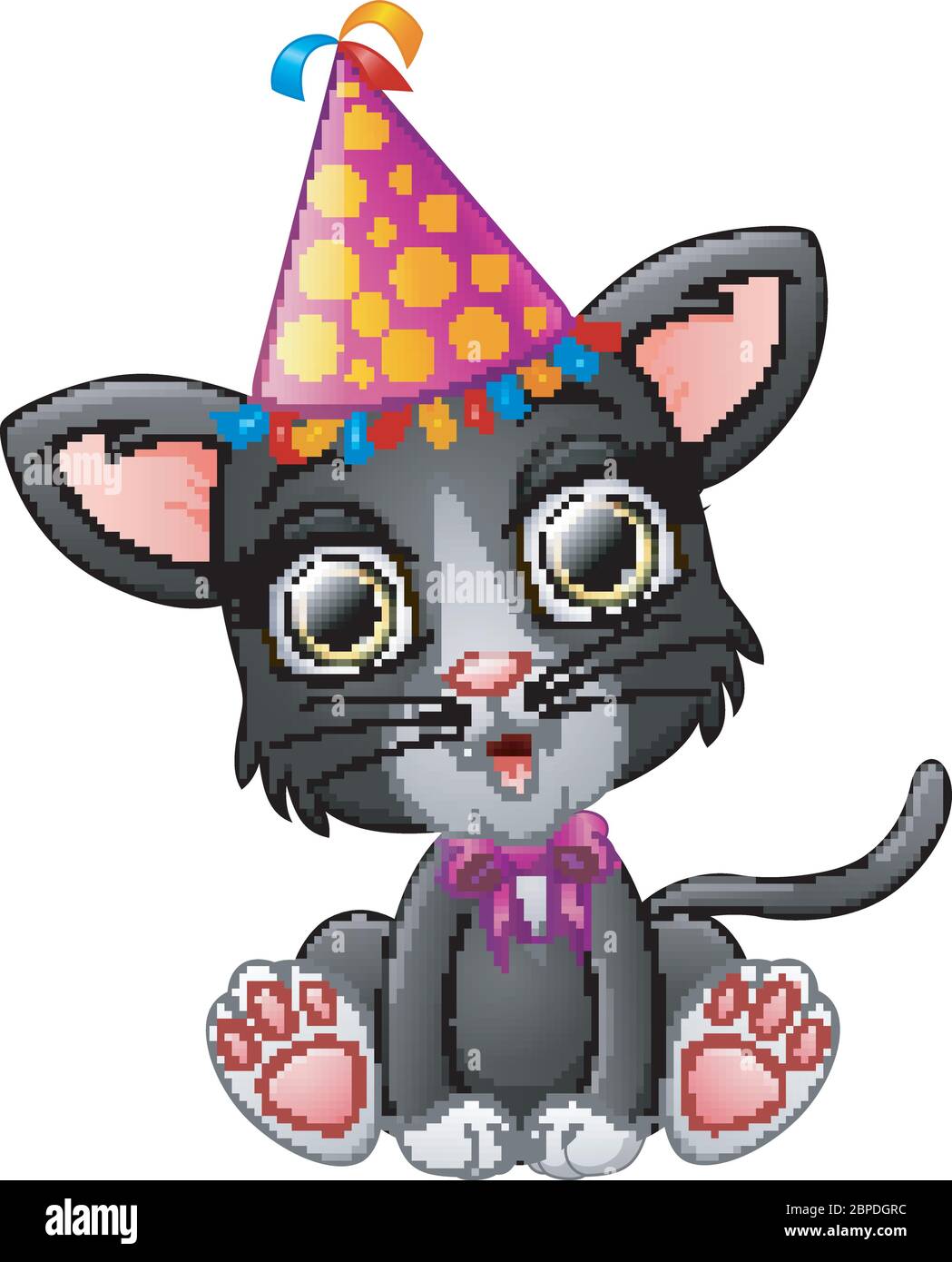 Cute cartoon black cat waving Stock Vector Images - Alamy