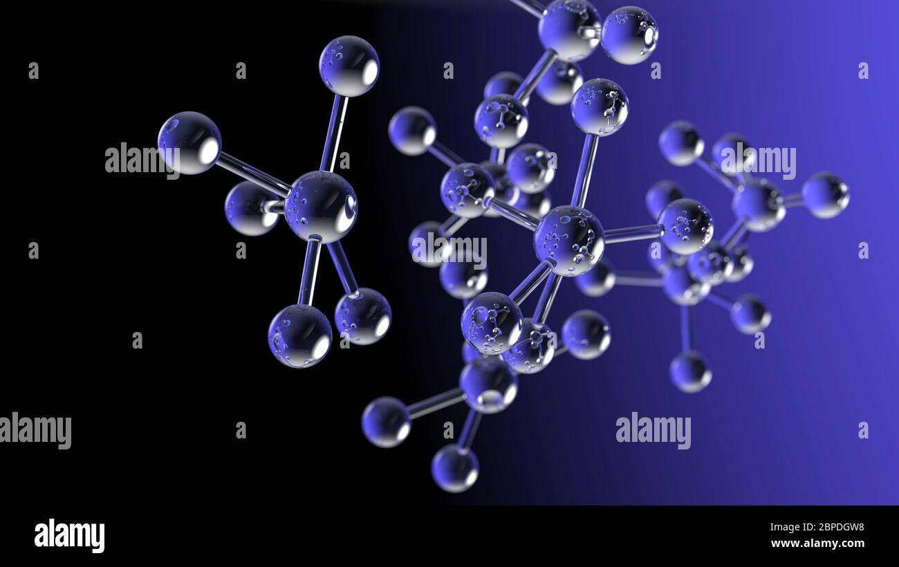3d rendering of Science background with molecule or atom, Transparent ...