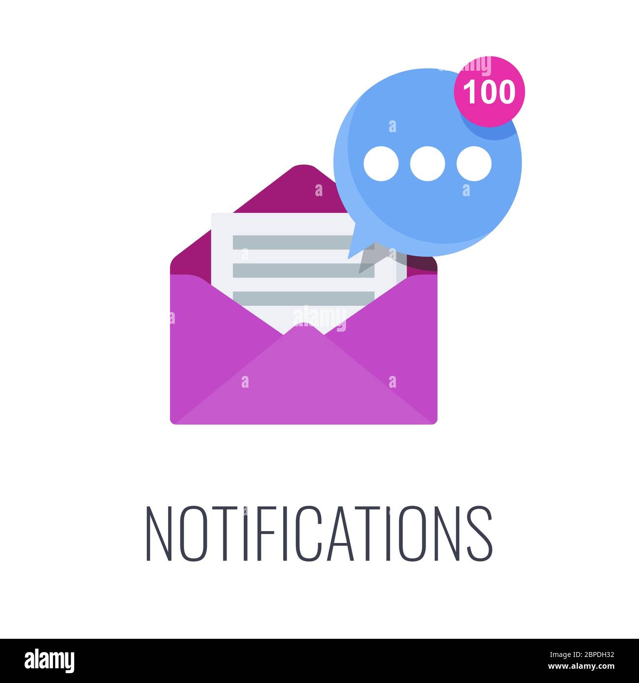 Notifications. Email in mailbox. Flat vector illustration Stock Vector ...