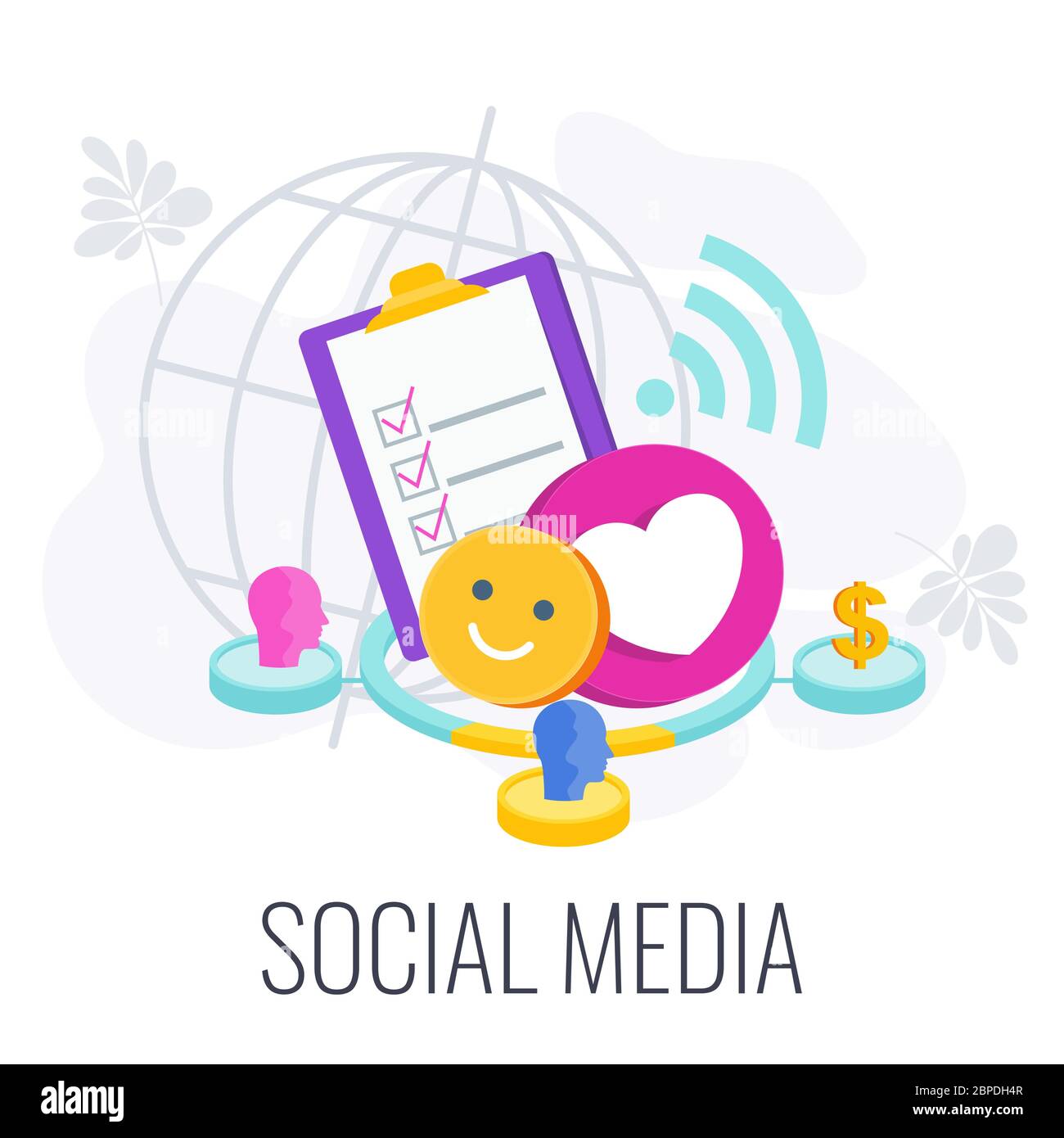Social Media Infographics Pictogram. Flat vector illustration Stock ...