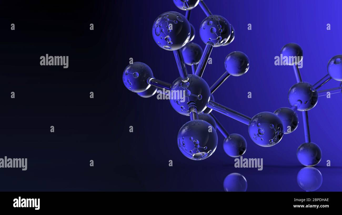 3d rendering of Science background with molecule or atom, Transparent ...
