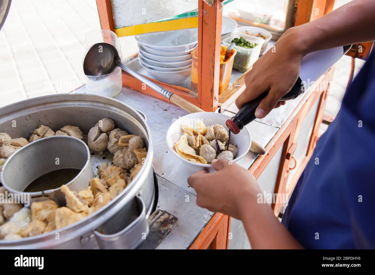 bakso. indonesian famous meatball street food with soup and noodle ...