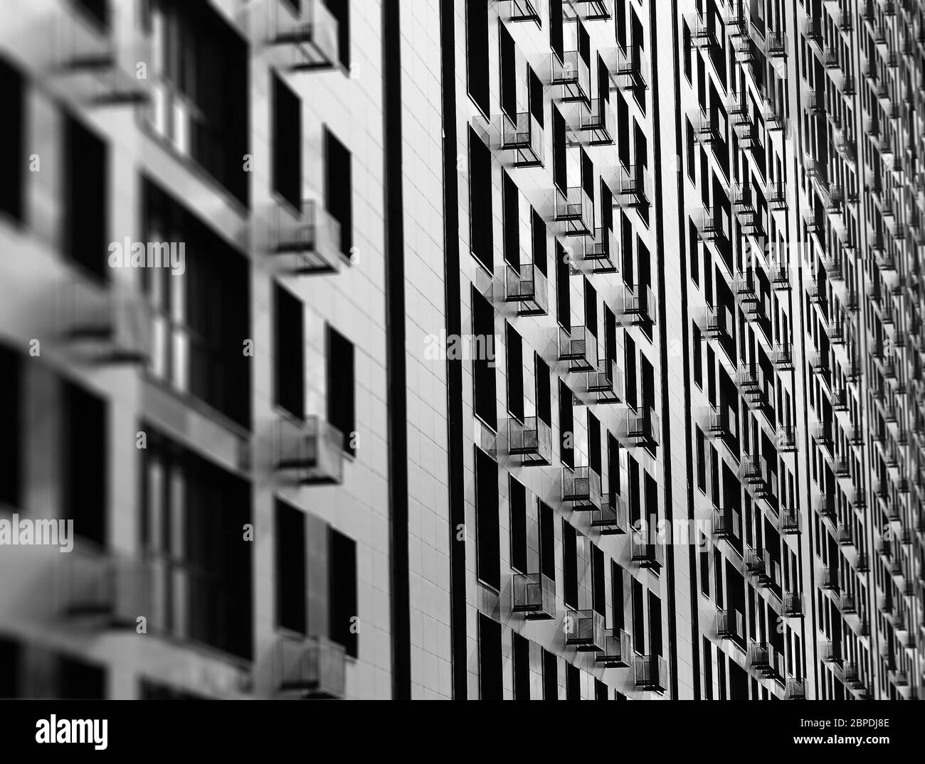 Minimal and futuristic building with balcony architecture background ...