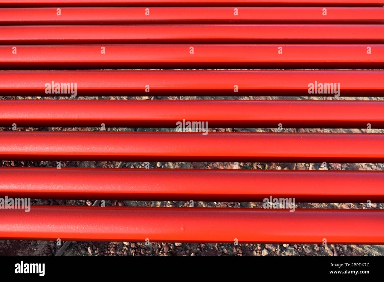 red pipes in the paintshop. fire water lines in the industrial ...