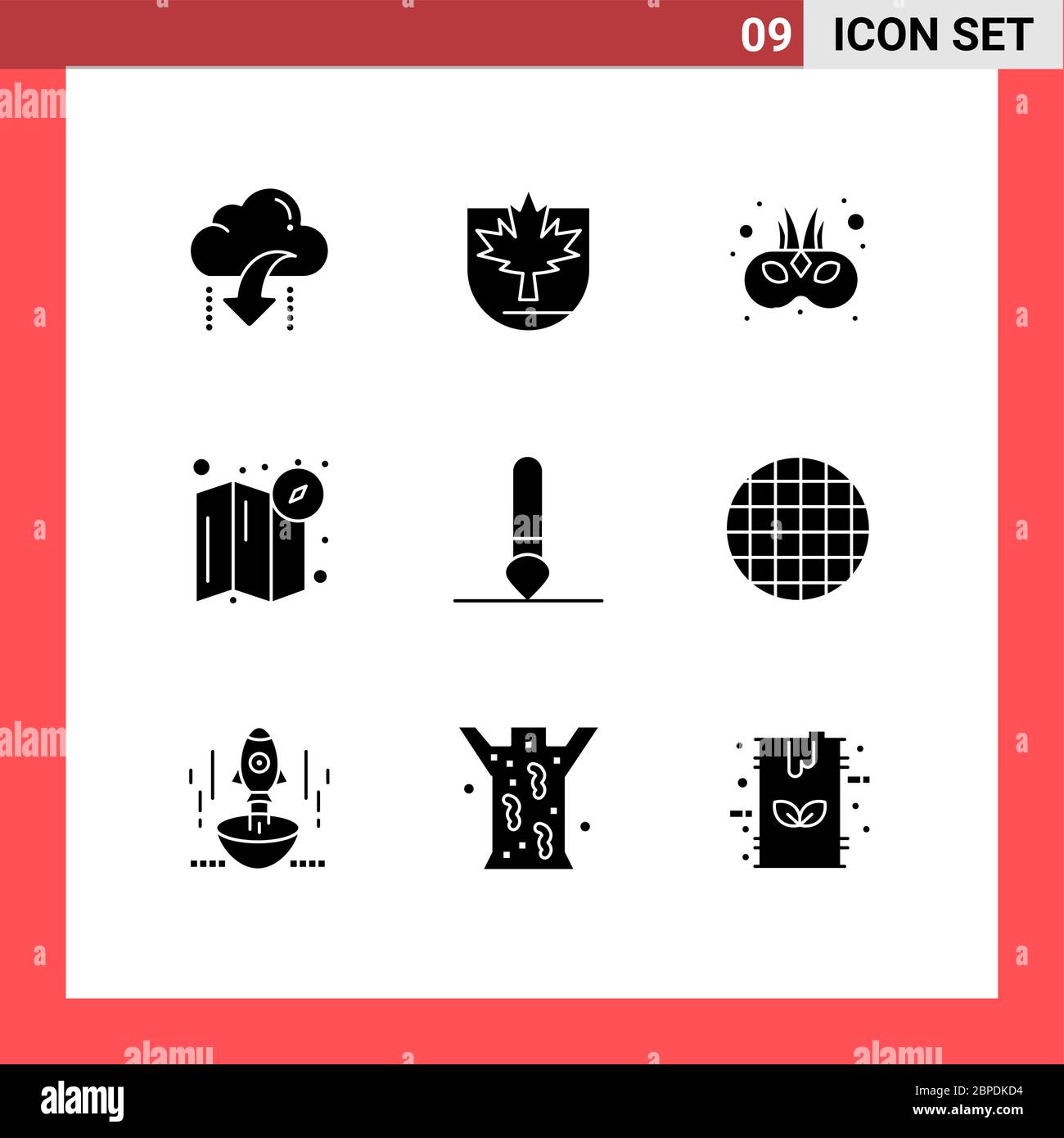 9 Thematic Vector Solid Glyphs and Editable Symbols of draw, map ...