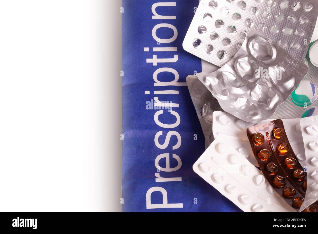 Used prescription drug packets. Tablets and pill blister foils packs ...