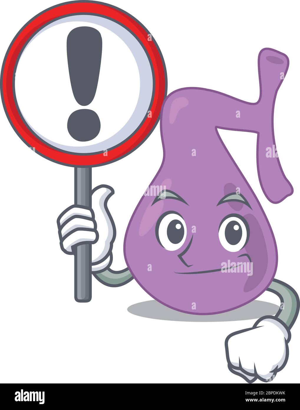A cartoon icon of gall bladder with a exclamation sign board Stock ...