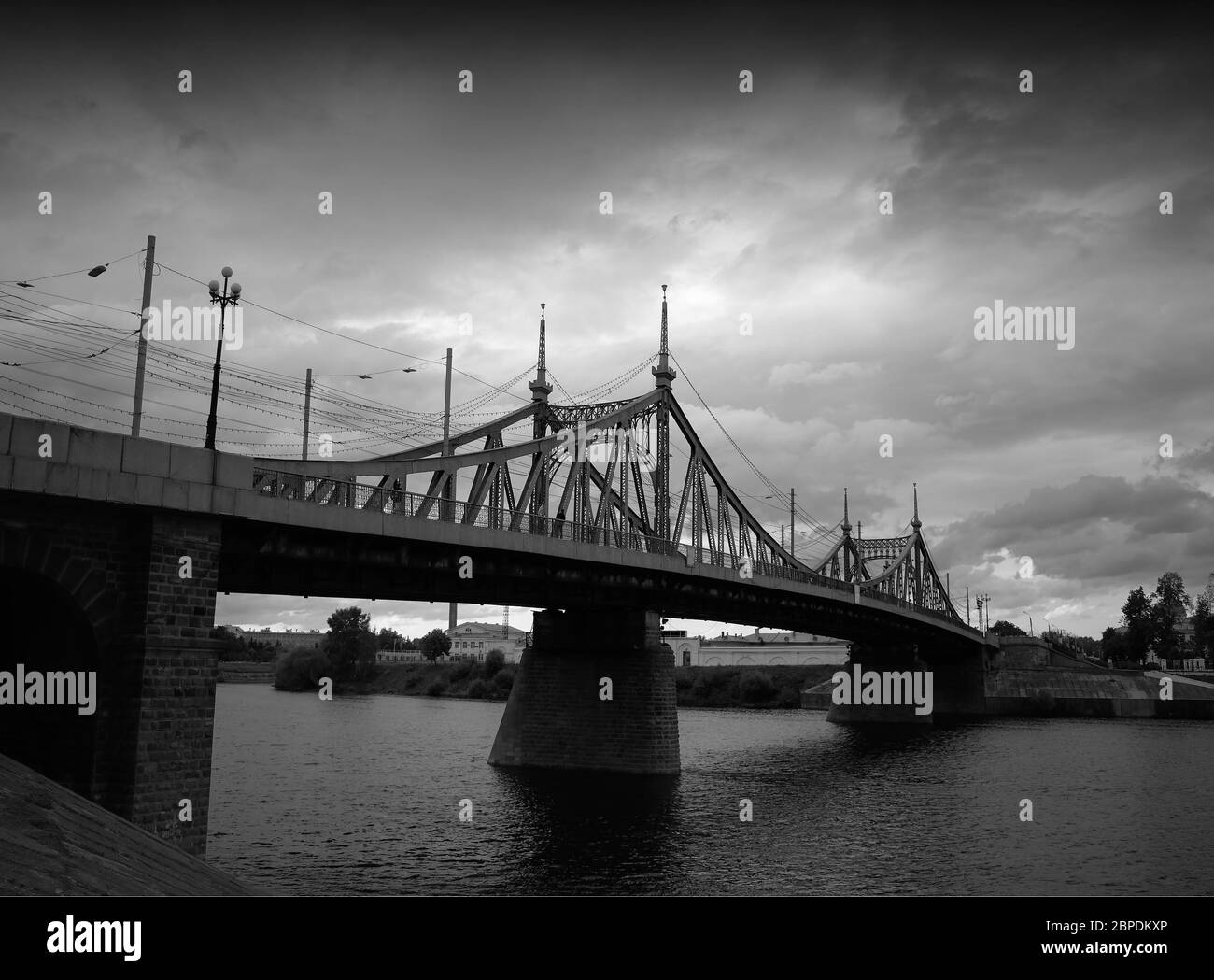Dramatic black and white bridge architecture background Stock Photo - Alamy